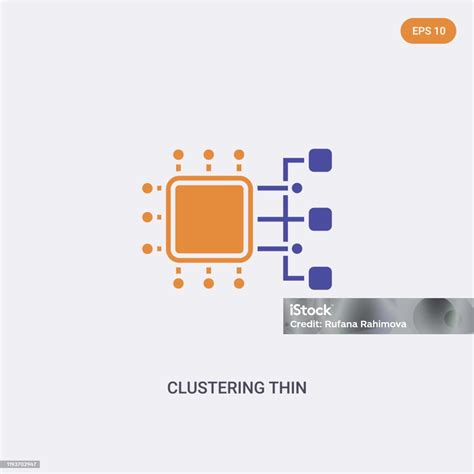 2 색상 클러스터링 얇은 개념 벡터 아이콘입니다 파란색과 주황색으로 디자인 된 두 가지 색상 클러스터링 얇은 벡터 기호 기호는 웹 모바일 및 로고에 사용할 수 있습니다
