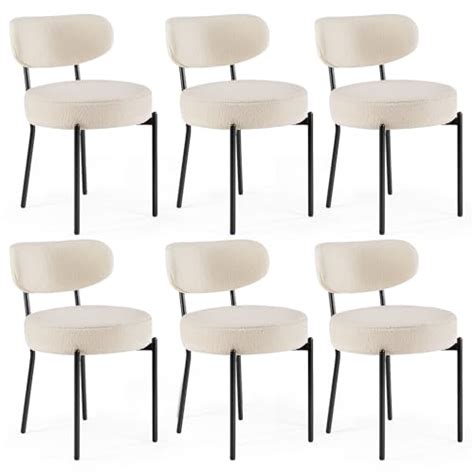 Round Dining Table Set For 4 Dining Chirs Set Of 4 Cmel Boucle Dining