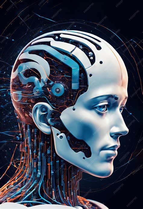 Premium Photo Machine Learning Concept Ilustration Humanoid Cyborgbig Data Analytic Digital