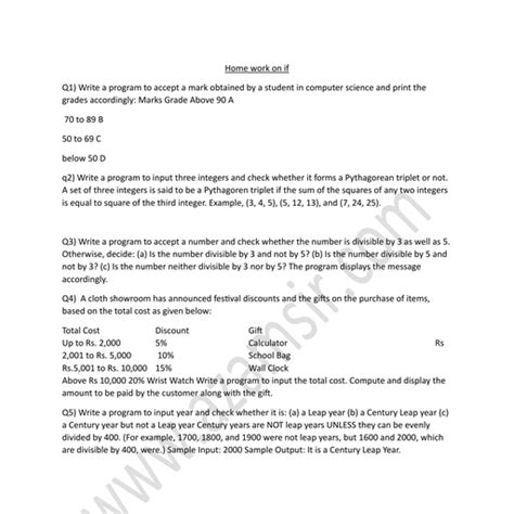 If Else Computer Application Assignment Teachmint
