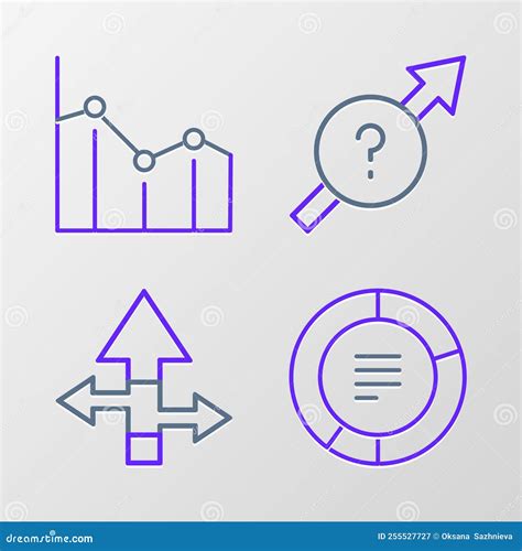 Set Line Pie Chart Infographic Arrow And Icon Vector Stock Vector