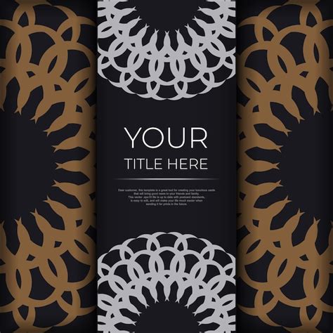 고급스러운 그리스 장식 벡터가 있는 검정색 엽서 인쇄 디자인을 위한 세련된 템플릿 빈티지 패턴이 있는 초대 카드 준비 프리미엄 벡터