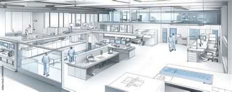 Technical Drawing Of An Advanced Forensic Science Laboratory Including Crime Scene Simulation