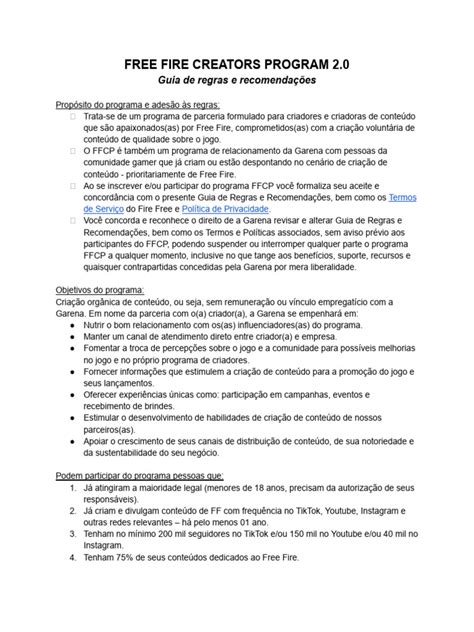 Ffcp Guia De Regras E Recomendacoes Pdf