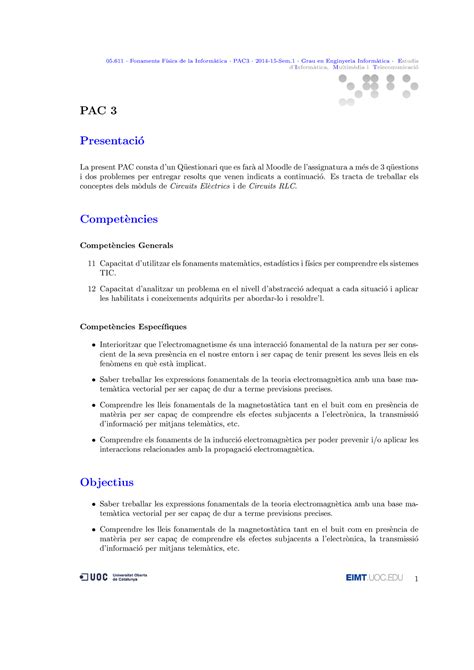 PAC SOL DInformatica Multimedia ITelecomunicaci O PAC Presentaci O La
