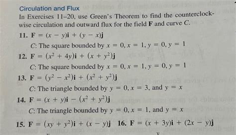 Solved Circulation And Flux In Exercises Use Green S Chegg