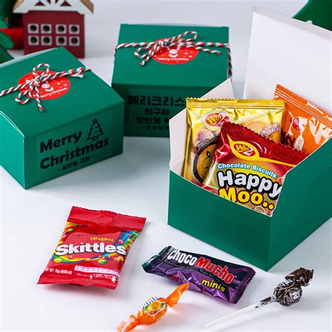 아이스크림 [달리토리] 웃음가득 크리스마스 네모 간식 상자 라벨무료 선물포장