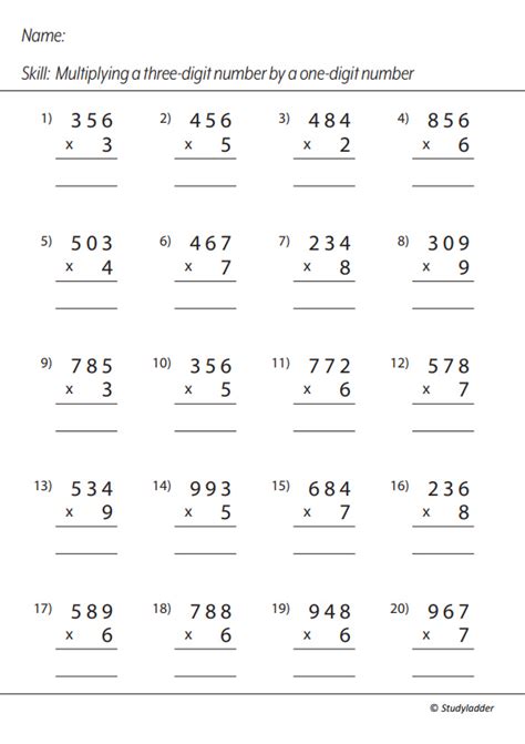 Multiplying A Three Digit Number By A One Digit Number Written Strategy Studyladder