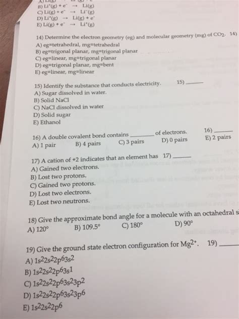 Solved Determine The Electron Geometry Eg And Molecular