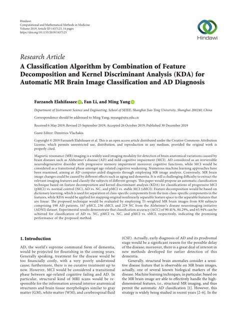 Pdf A Classification Algorithm By Combination Of Feature Decomposition And Kernel Discriminant