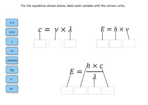 solved for the equations shown below label each variable