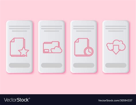 Set Line Document With Star Cloud Storage Text Vector Image