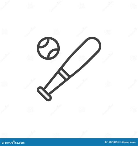 Baseball Bat And Ball Line Icon Stock Vector Illustration Of Icon