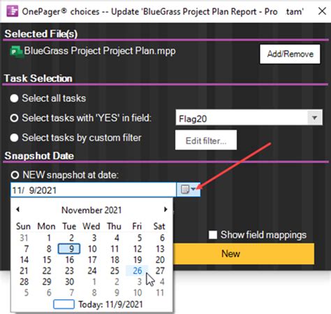 Adding A Snapshot Via Push Update To A Onepager Chart For Version 71
