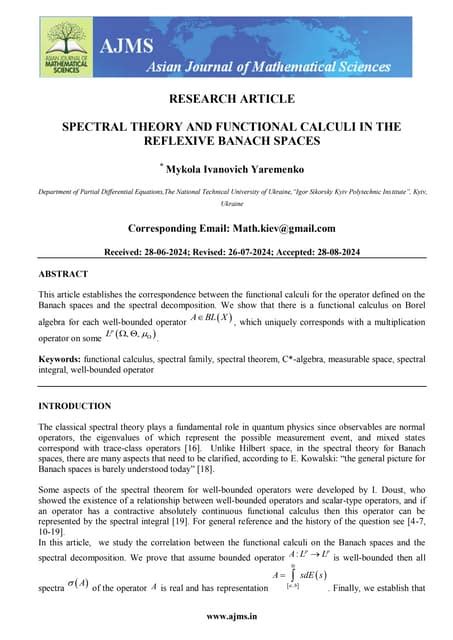 Spectral Theory And Functional Calculi In The Reflexive Banach Spaces Pdf