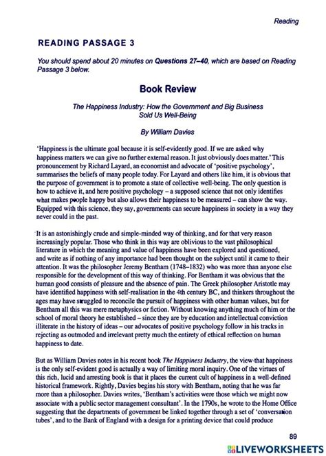 Ielts 13 Test 4 Reading Passage 3 Worksheet Live Worksheets