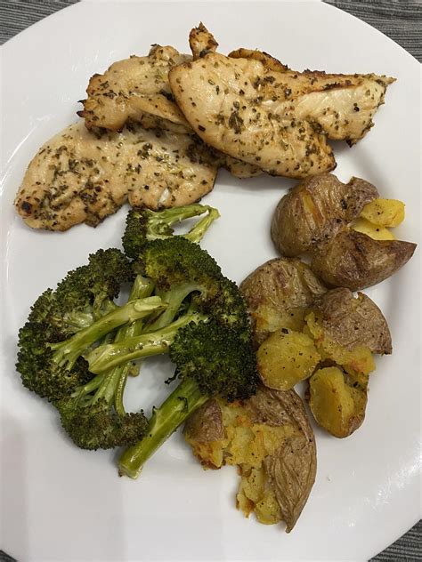 Chicken Smashed Potatoes Broccoli Rfoodporn
