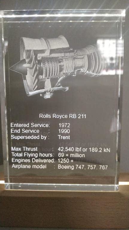 Rolls Royce Rb211 Aeroplane Engine Laser Engraved Model Hobbies And Toys