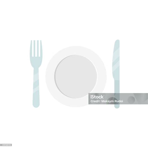 포크와 칼 플랫 포크 나이프 및 플레이트 아이콘 흰색 배경에 고립 된 벡터 일러스트 강철에 대한 스톡 벡터 아트 및 기타 이미지 강철 그릇 그림자 Istock