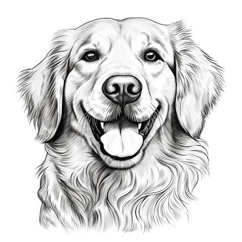 Premium Photo Golden Retriever Face Black And White Line Drawing