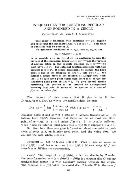Inequalities For Functions Regular And Bounded In A Circle Z Z W W