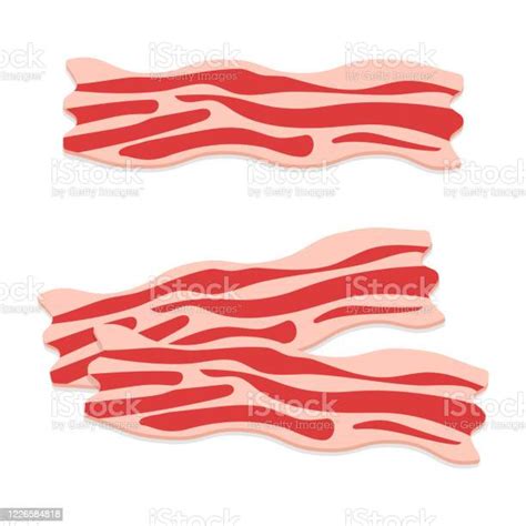 원시 베이컨 슬라이스 전통적인 아침 식사 재료 경화 돼지 고기 베이컨에 대한 스톡 벡터 아트 및 기타 이미지 베이컨 드로잉 플랫 디자인 Istock