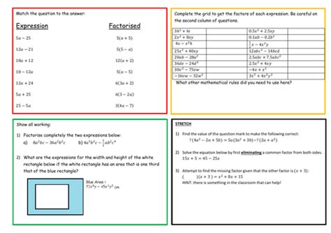 Factorising Into Single Brackets Ks3 Teaching Resources