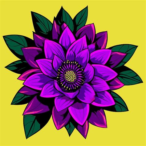 Premium Vector Purple Flower And Leaf Vector Illustration