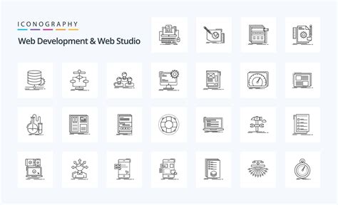 25 Web Development And Web Studio Line Icon Pack 19207421 Vector Art At