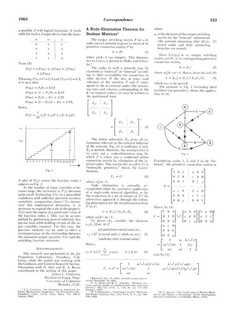 Pdf A Node Elimination Theorem For Boolean Matrices