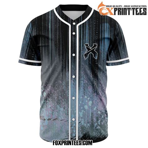 Excision Grunge Blue Pattern Rave Jersey For Edm Festival Fox Print Tees