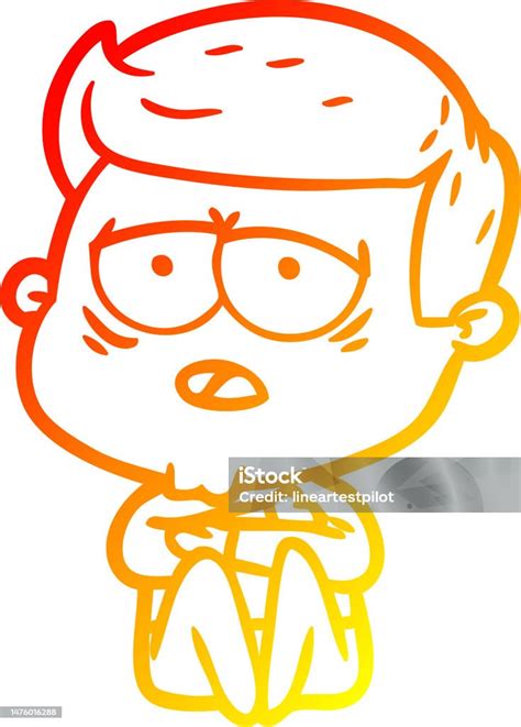 만화 피곤한 남자의 따뜻한 그라데이션 선 그리기 그라데이션에 대한 스톡 벡터 아트 및 기타 이미지 그라데이션 기진맥진