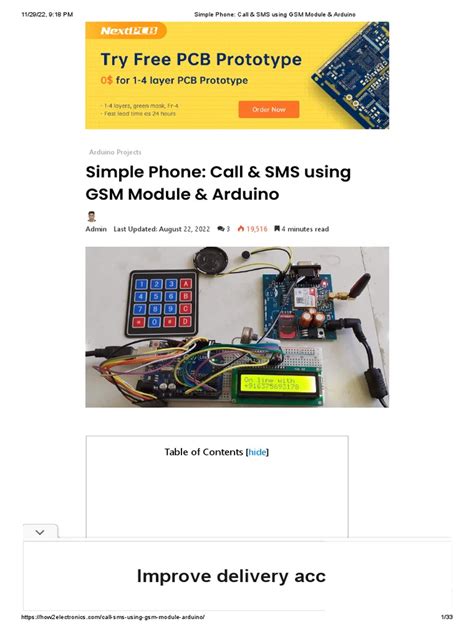 Simple Phone Call And Sms Using Gsm Module And Arduino Pdf General