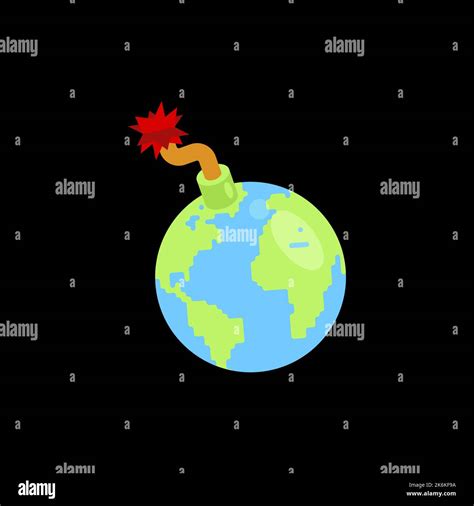 Planet Earth Bomb Earth Explosive Vector Illustration Stock Vector