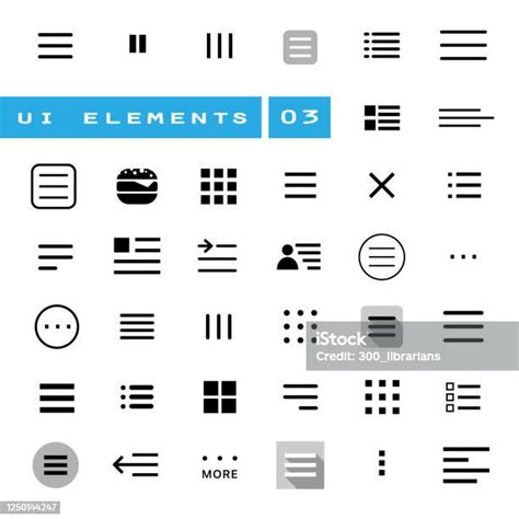 웹 사이트 또는 모바일 응용 프로그램에 대한 벡터 아이콘과 햄버거 메뉴 기호의 Ui 세트 편집 가능한 줄 탐색 아이콘입니다 Ui 디자이너 또는 개발자에게 유용한 키트입니다