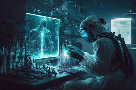 Premium Photo A Scientist Conducting Ai Technology Experiments In A Laboratory Generative Ai