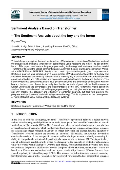 pdf sentiment analysis based on transformer the sentiment analysis