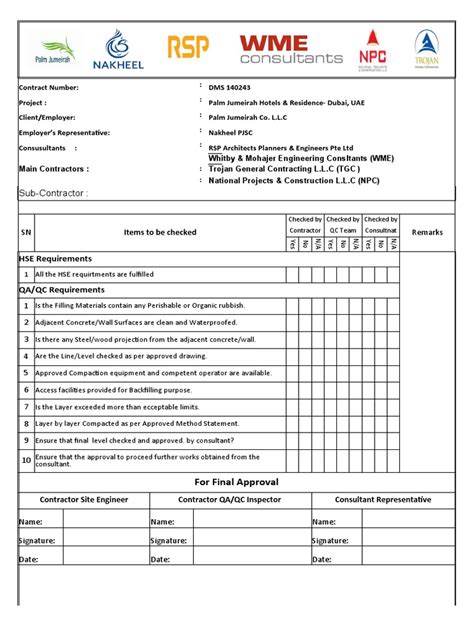 Civil Checklist From Consultant Pdf