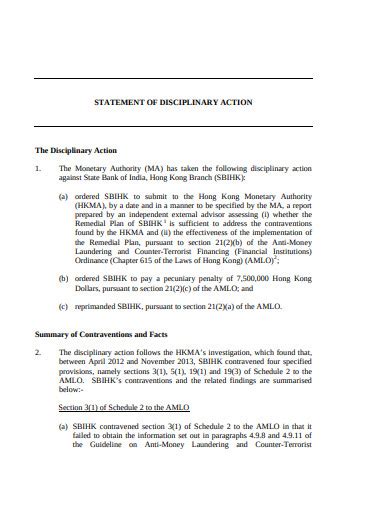 Disciplinary Statement Templates In PDF DOC