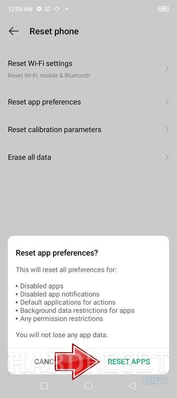 Cómo restablecer aplicaciones en INFINIX Hot 20I HardReset info