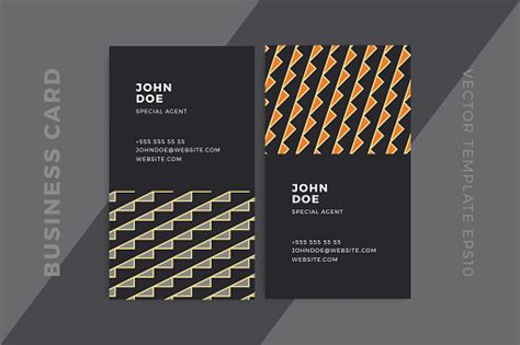 우아한 추상 명함 수직 어두운 템플릿 예술적 기하학적 패턴의 현대 기업 문구 모형 샘플 텍스트가있는 깨끗하고 간단한 벡터 편집
