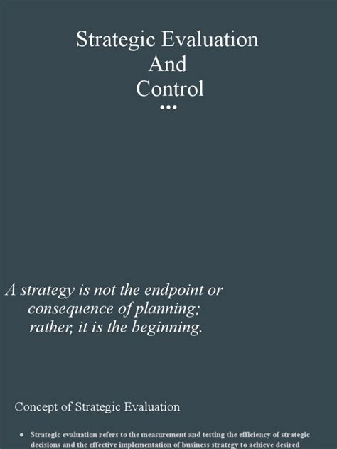 Strategic Evaluation And Control Download Free Pdf Strategic