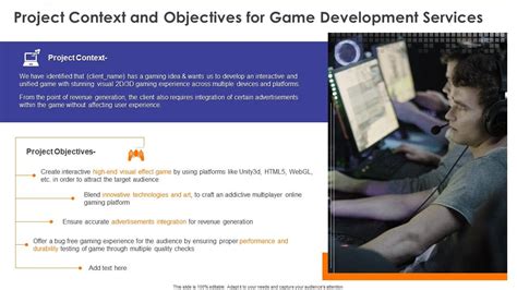 Project Context And Objectives For Game Development Services Ppt Slides Icon Presentation