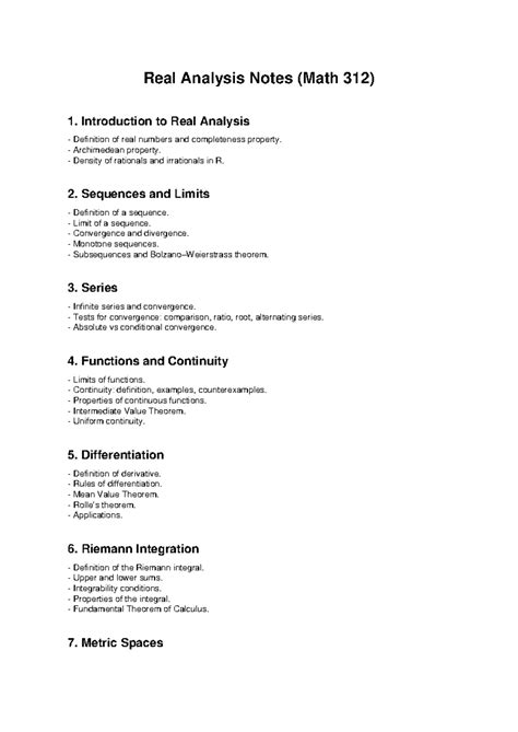 Real Analysis Lecture Notes Math 312 Studocu