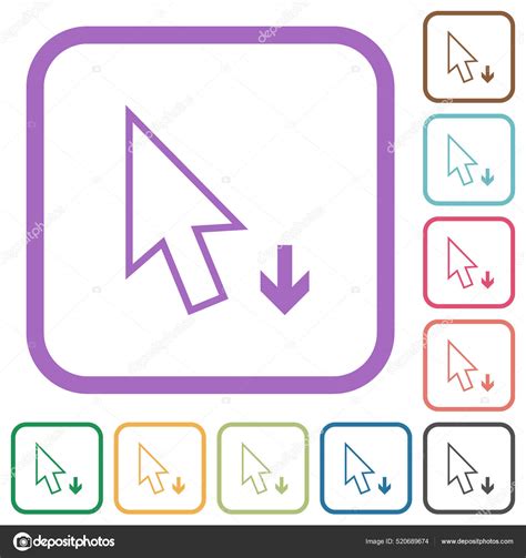 Arrow Cursor Outline Simple Icons Color Rounded Square Frames White Stock Vector By