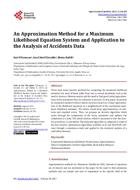 Pdf An Approximation Method For A Maximum Likelihood Equation System