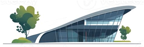 Modern Architectural Building With Large Glass Windows And Curved Roof Design 57766726 Png