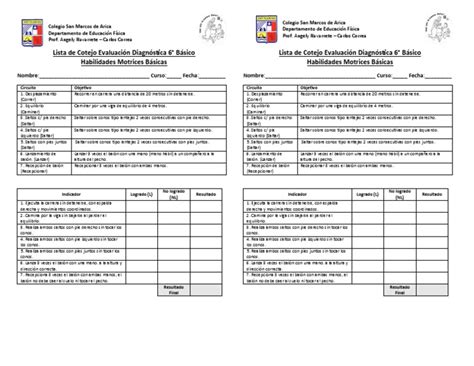 Lista De Cotejo Evaluación Diagnóstica 6° Básico 2023 Pdf