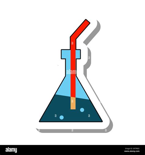 Tall Chemical Flask For Experiment Flat Paper Sticker Stock Vector