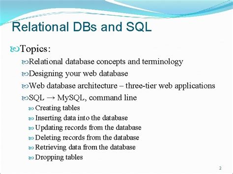 Relational Dbs And Sql Designing Your Web Database